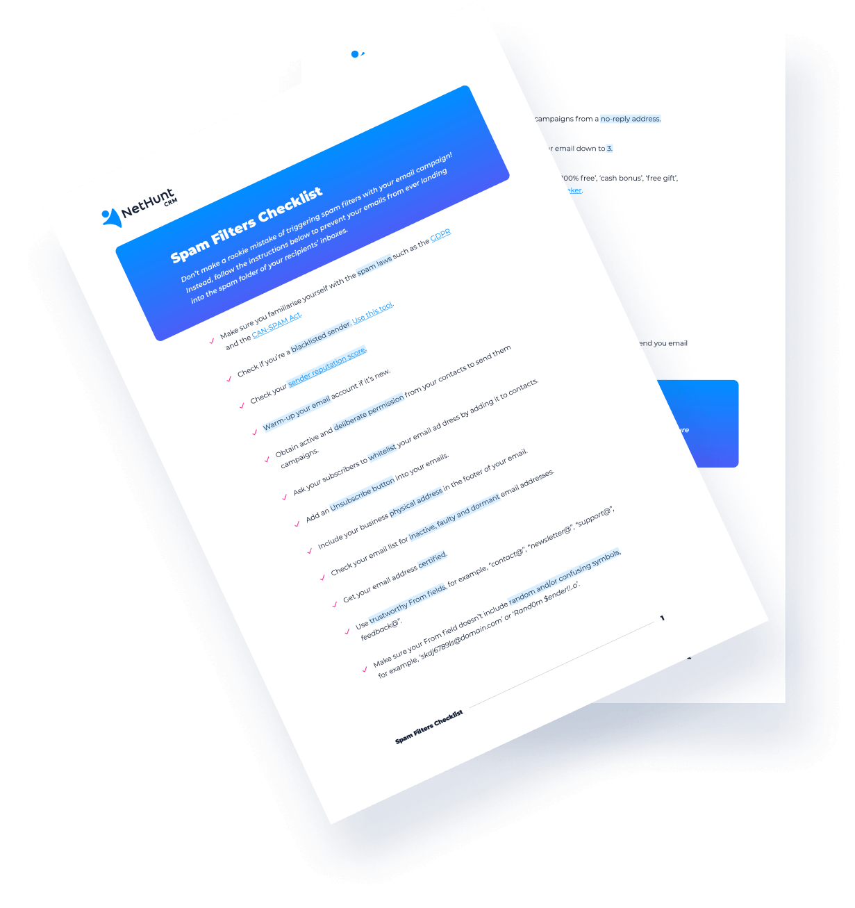 Spam Filters Checklist